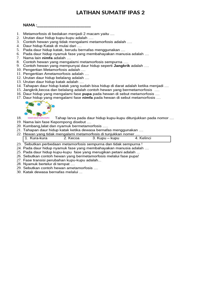 Latihan Sumatif Ipas 2 | PDF