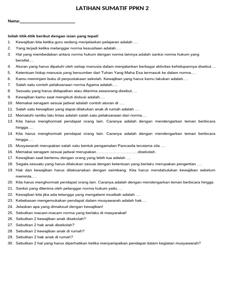 Latihan Sumatif PPKN 2 2023 | PDF | Karier & Perkembangan