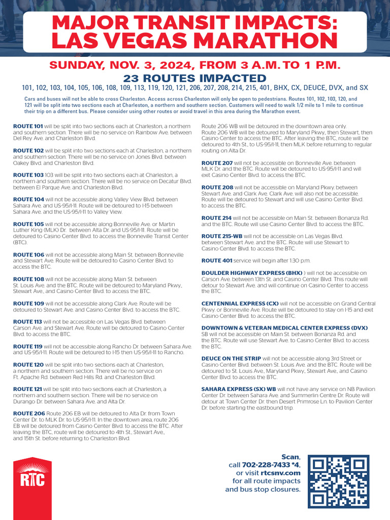 2024 Las Vegas Marathon Transit Changes | PDF | Clark County, Nevada ...