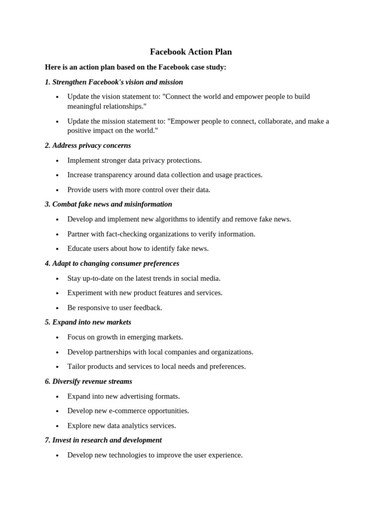 Facebook Action Plan Pdf Social Science