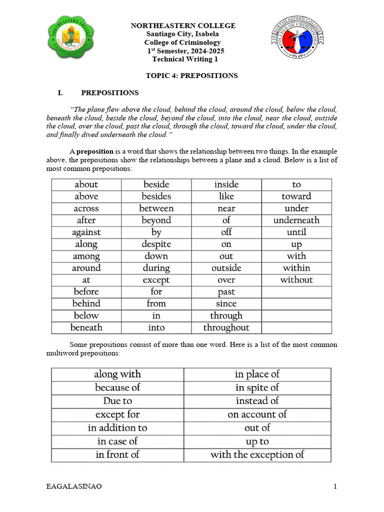 Topic 4 Prepositions | PDF | Crimes | Crime & Violence