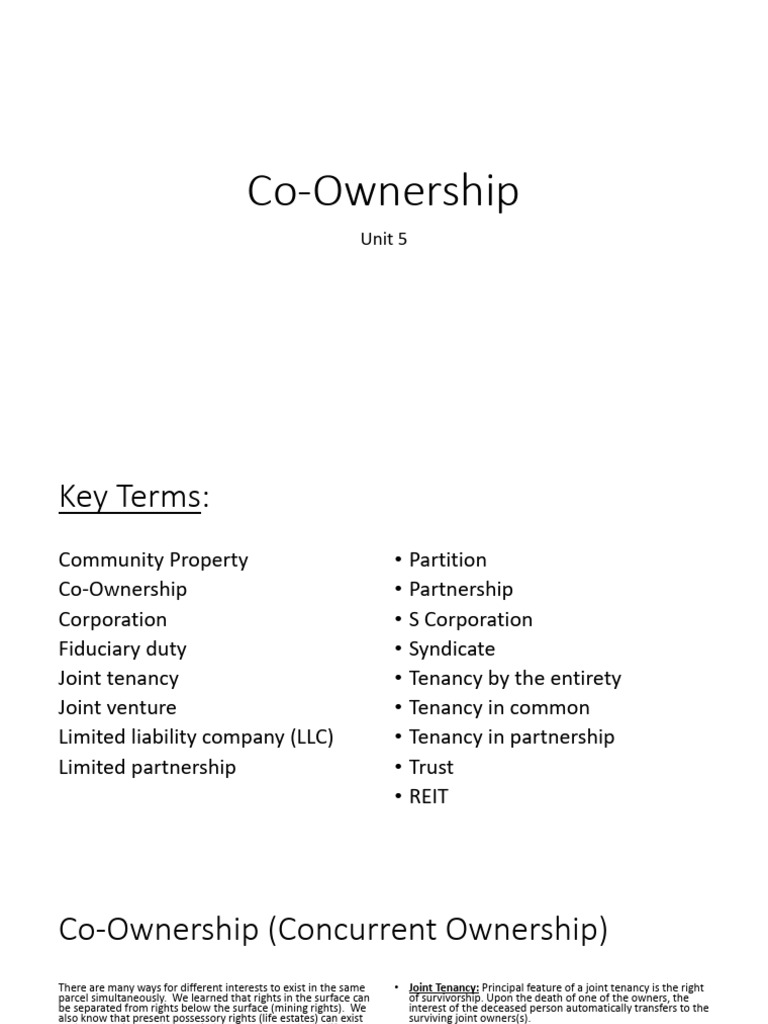 Understanding Co-Ownership Types | PDF | Concurrent Estate | Partnership