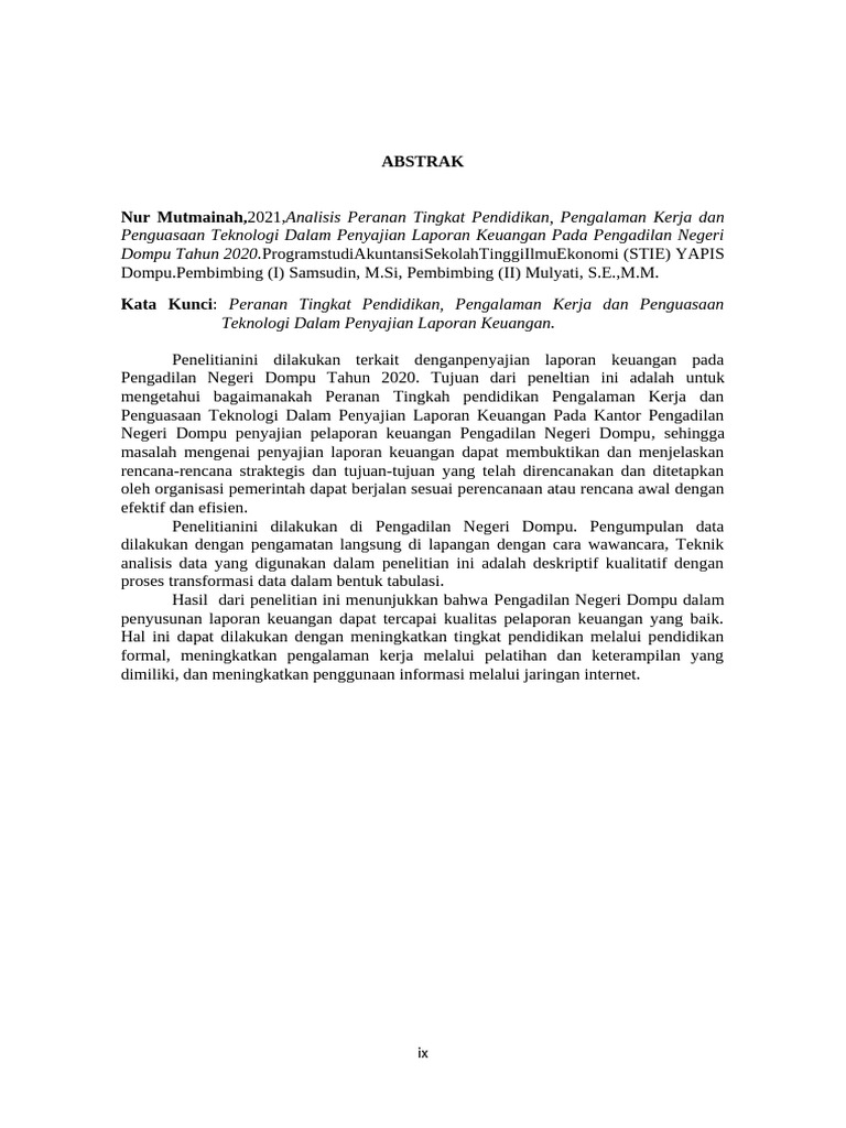 Abstrak Skripsi | PDF