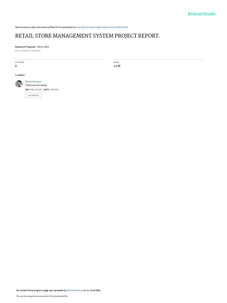 Retail Store Management System Project Report | PDF | Relational Model | Sql
