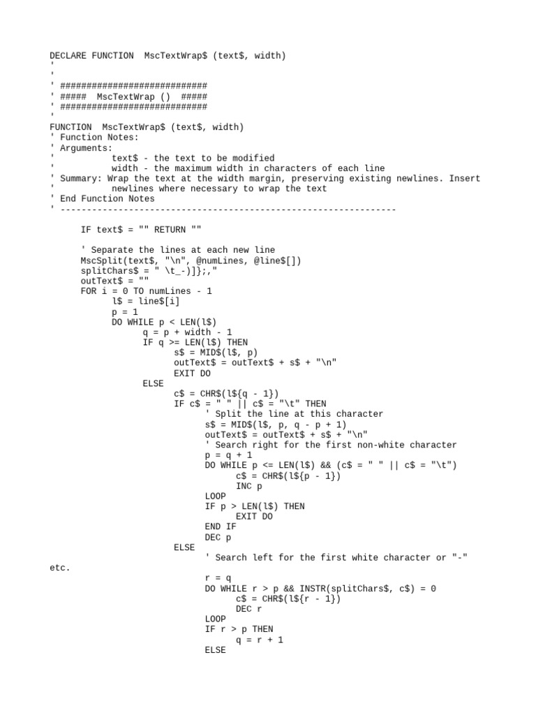 MscTextWrap$ | PDF | Software Engineering | Computer Programming