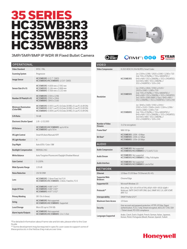 HBT-SEC-35S-HC35WBxR3-DS-UK-EN | PDF | Video | Internet Protocols