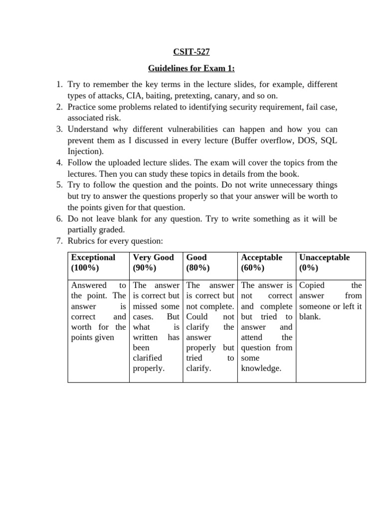 Study Guide-Exam 1 | PDF