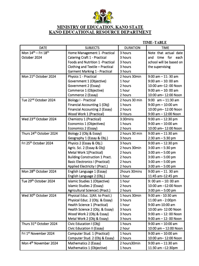 2024 Ssqe Time Table | PDF