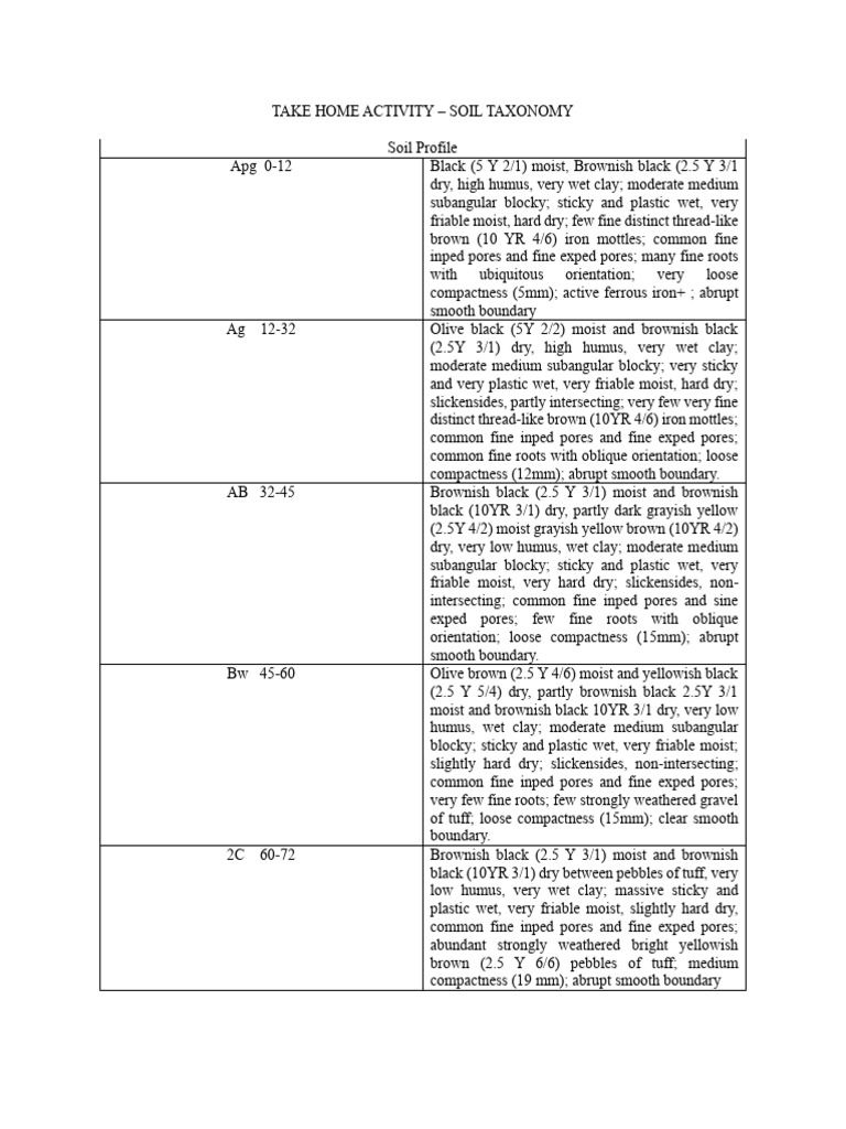Take Home Activity Soil Classification Pdf Soil Natural Materials