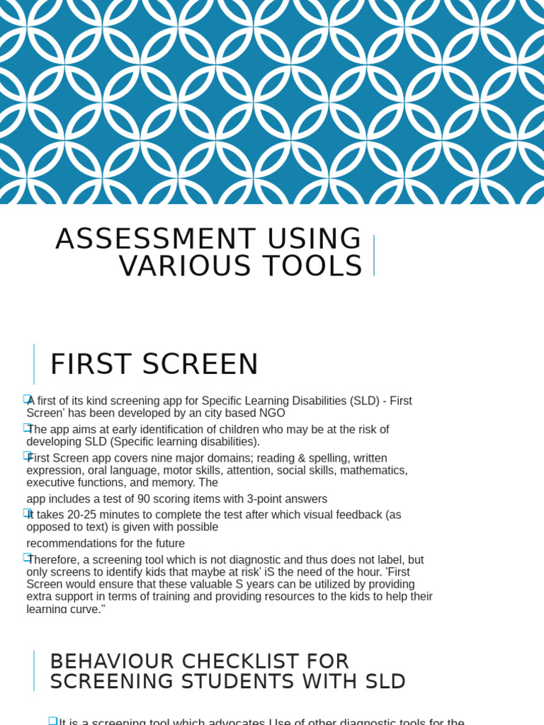 Screening Tools for Learning Disabilities | PDF | Learning Disability ...