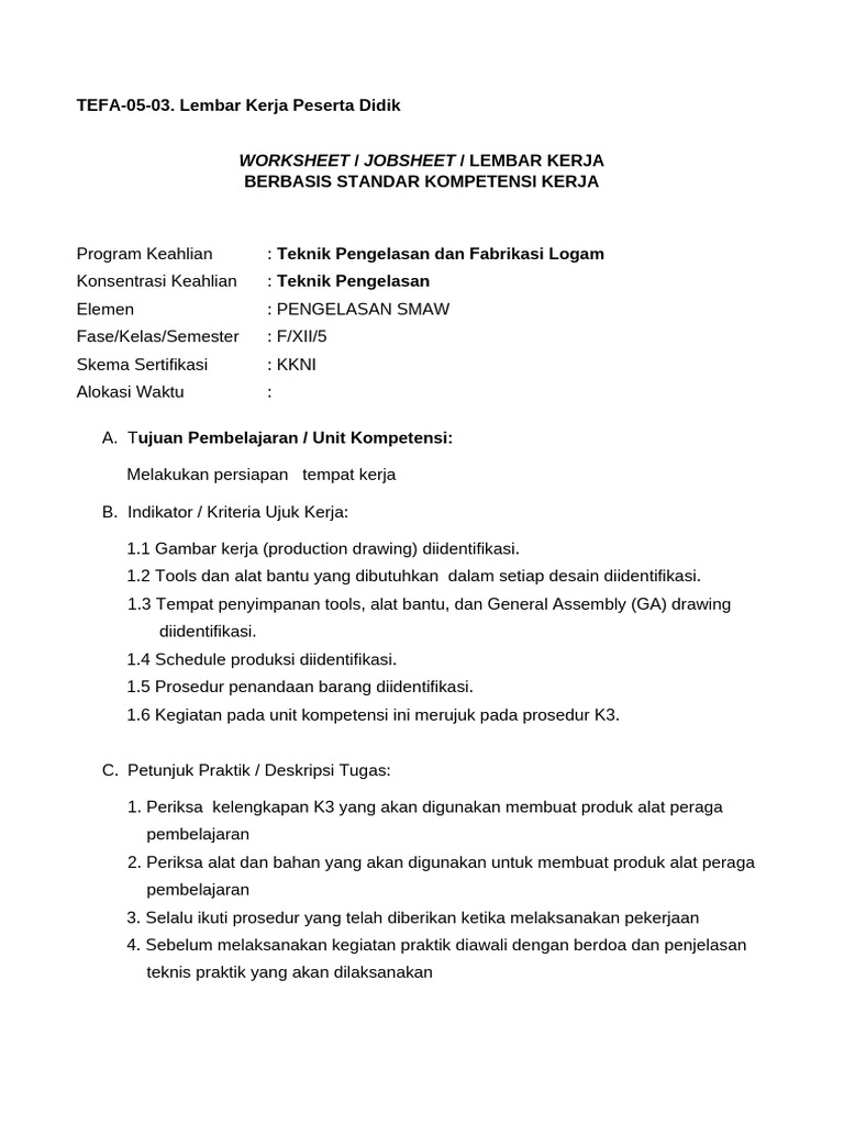 TEFA-05-03 Lembar Kerja Peserta Didik | PDF