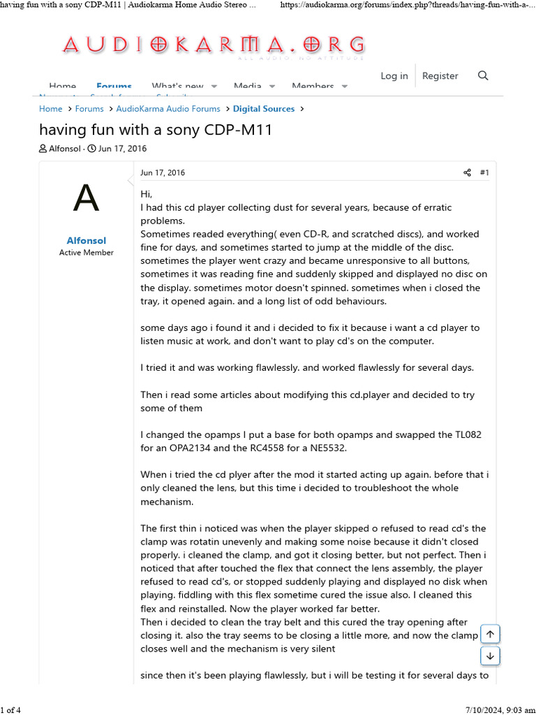 having fun with a sony CDP-M11 - Audiokarma | PDF | Compact Disc ...