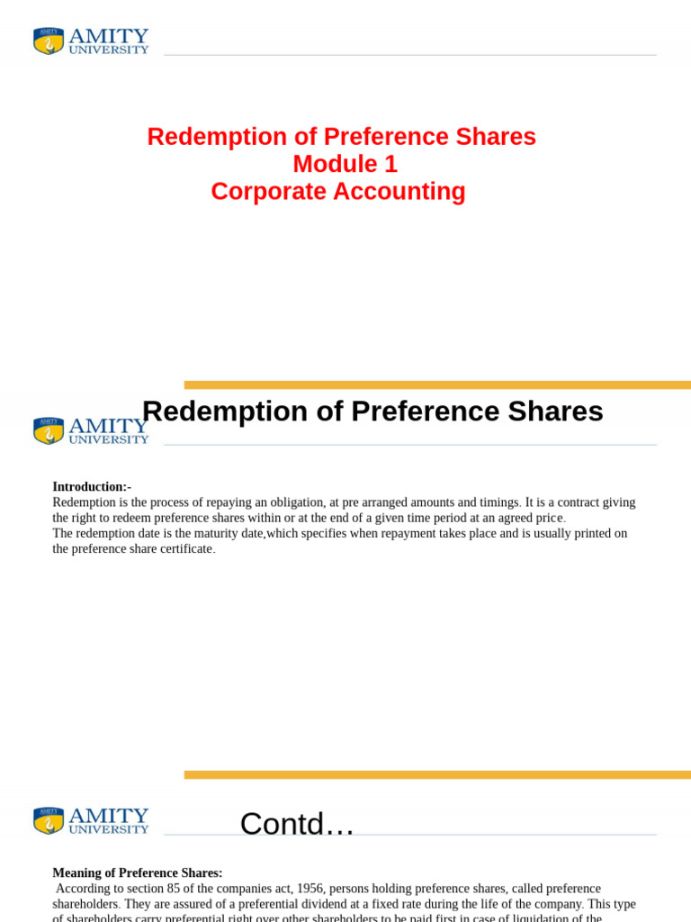 Redemption of Preference Shares | PDF