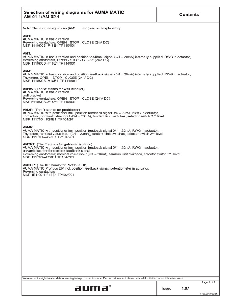 AUMA MATIC wiring diagram selection | PDF | Electrical Connector | Switch