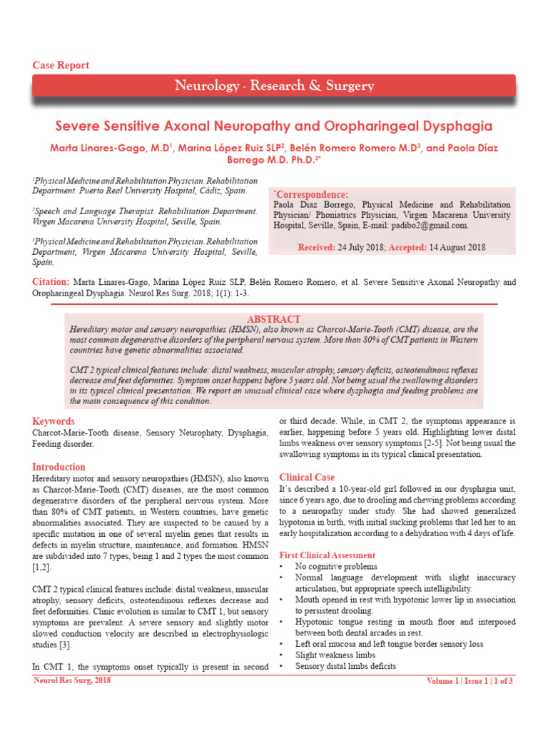 CMT 2: Dysphagia and Neuropathy Case | PDF | Neurology | Causes Of Death