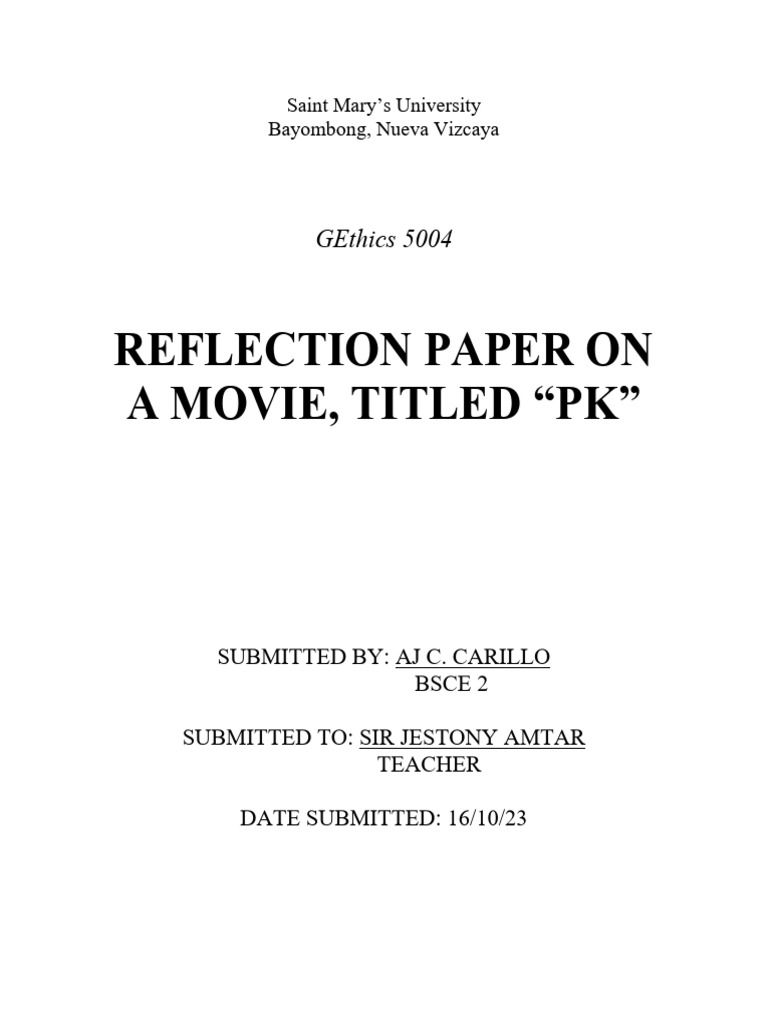REFLECTION ON PK | PDF | Love | God