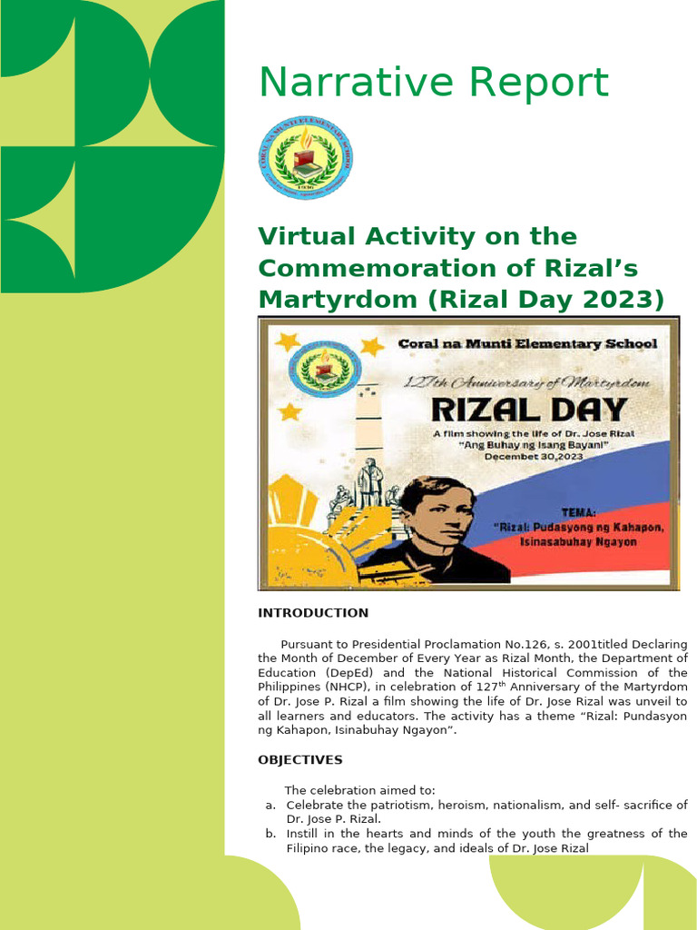 Narrative Report Rizal Day | PDF | Philippines