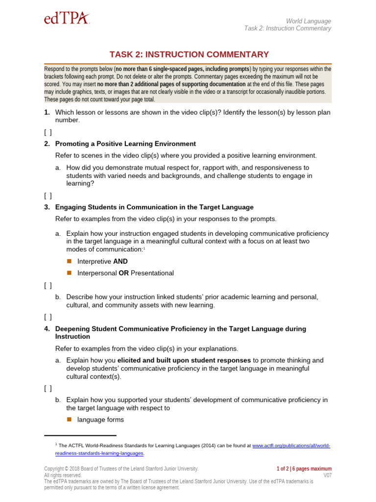 Assets Edtpa Edtpa Handbooks edTPA WLA Instruction Commentary | PDF ...