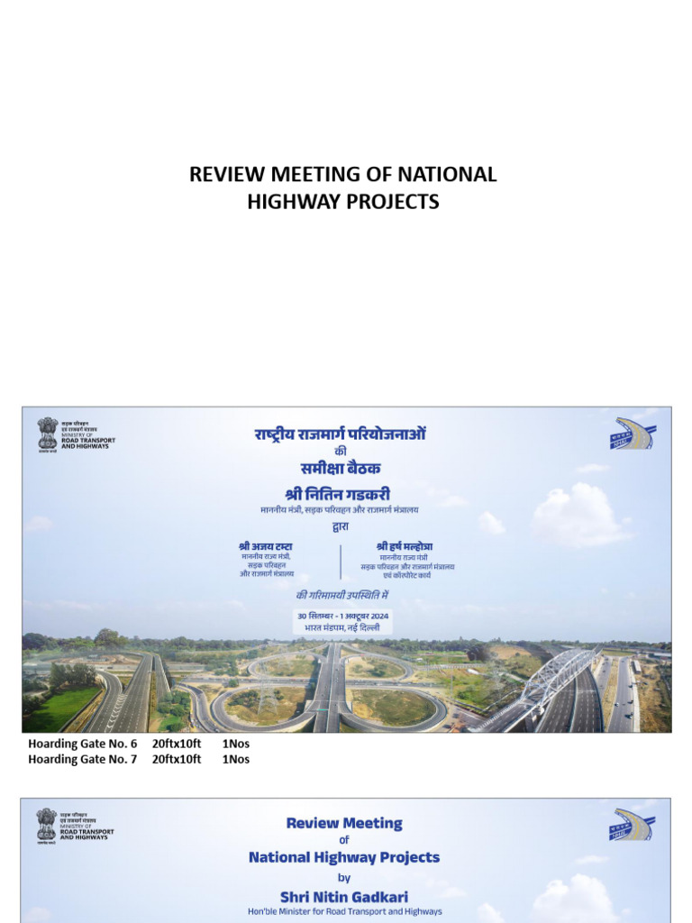 Review Meeting of National Highway Projects | PDF