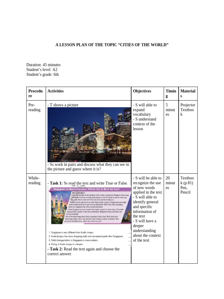Sample-A Lesson Plan of The Topic | PDF | Hanoi | Cognitive Science