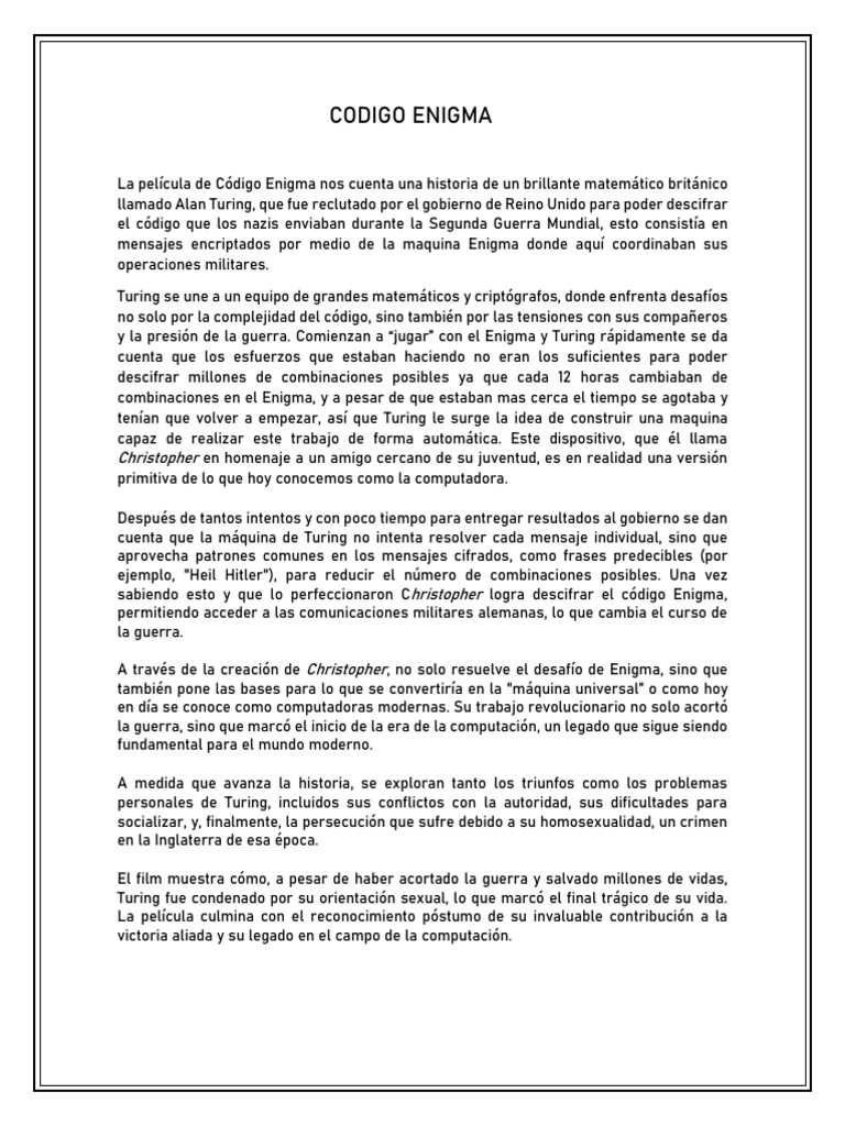 Codigo Enigma | PDF | Alan Turing