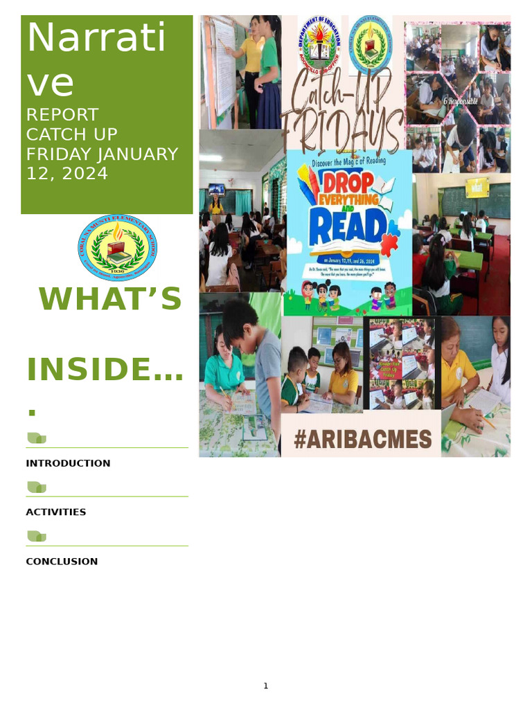 Narrative Catch Up Friday Jan.12, 2024 | PDF | Teachers | Behavior ...