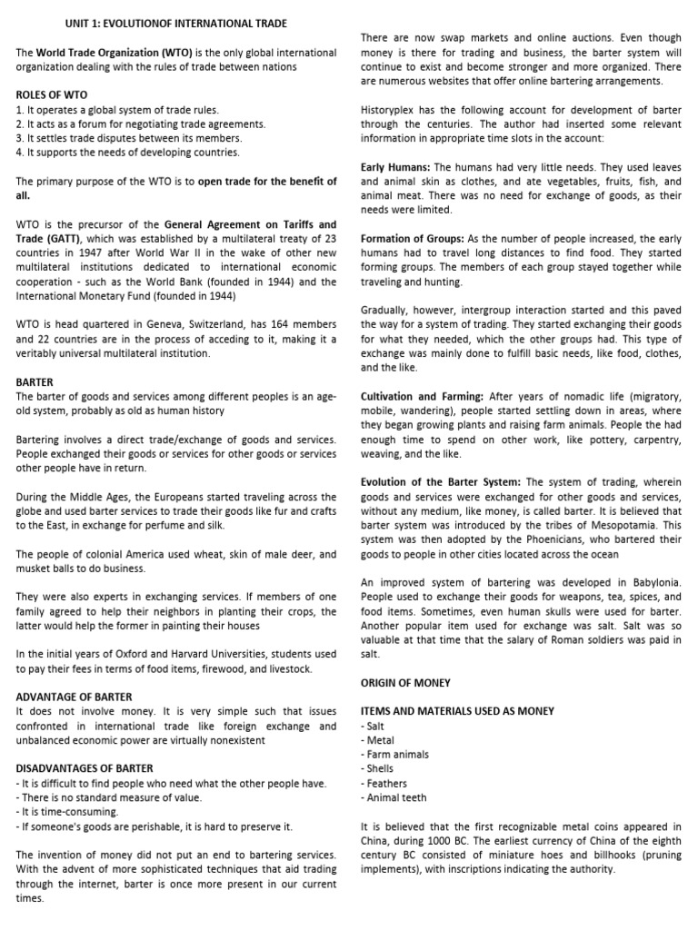 IBT Notes UNIT 1 3 - 101609 | PDF | Money | Payments
