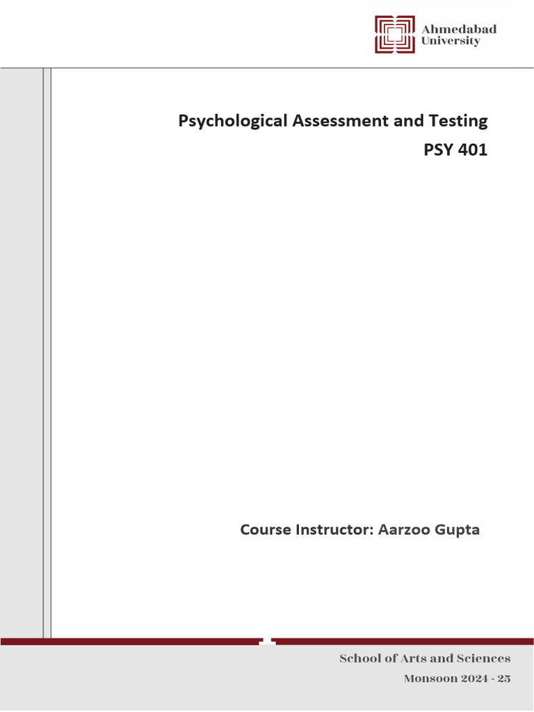 1 Course Pack PSY 401 PAT | PDF | Psychology | Psychological Testing