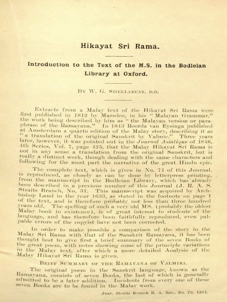 Hikayat Sri Rama | PDF