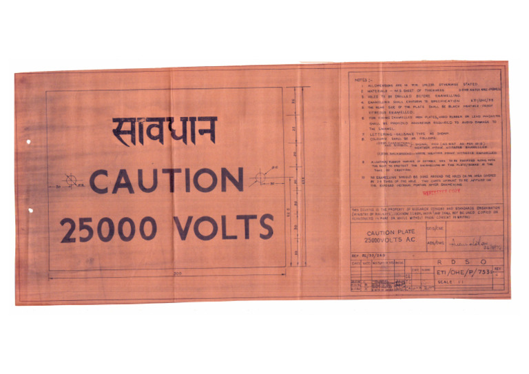 Eti Ohe P 7531 25kv Danger Board | PDF