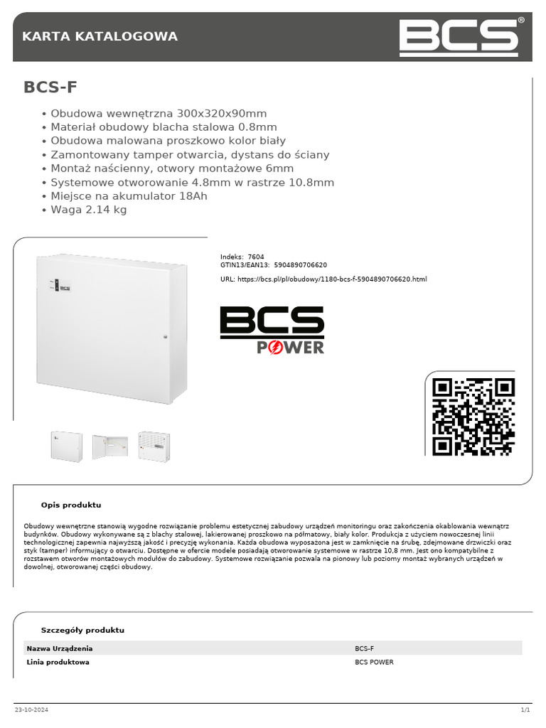 BCS-F: Karta Katalogowa | PDF