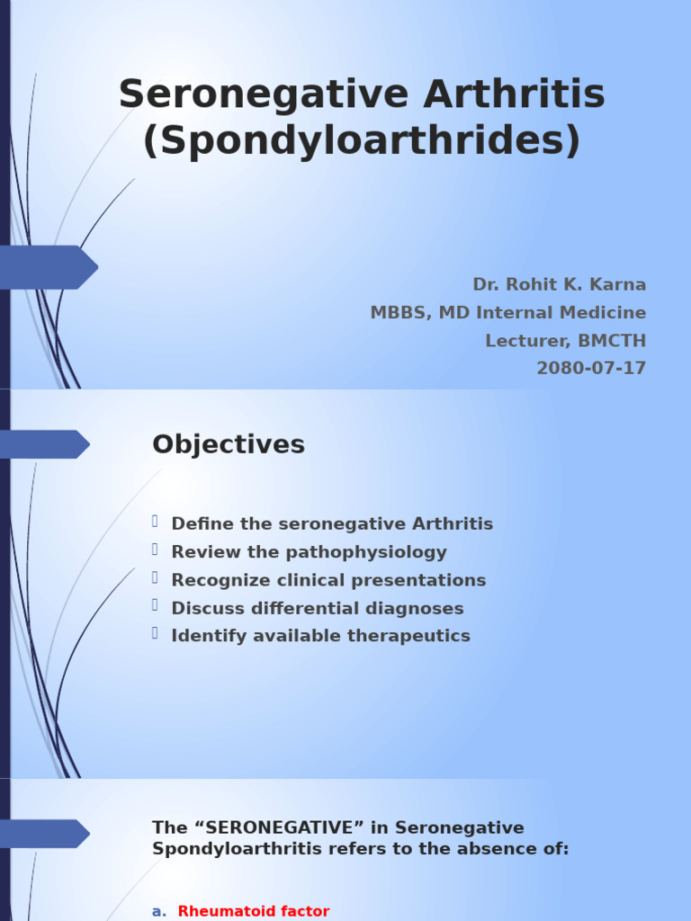 Overview of Seronegative Arthritis | PDF | Medical Specialties ...