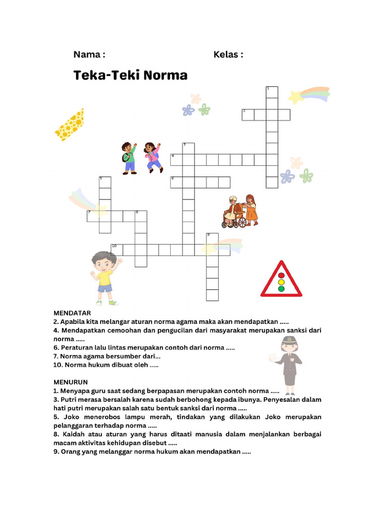 Teka Teki Silang Tentang Norma | PDF