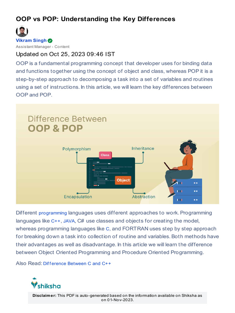 OOP Vs POP: Understanding The Key Differences: Updated On Oct 25, 2023 ...