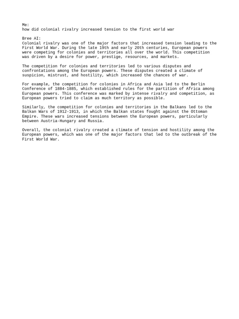 Colonial Rivalry and World War I | PDF | Travel