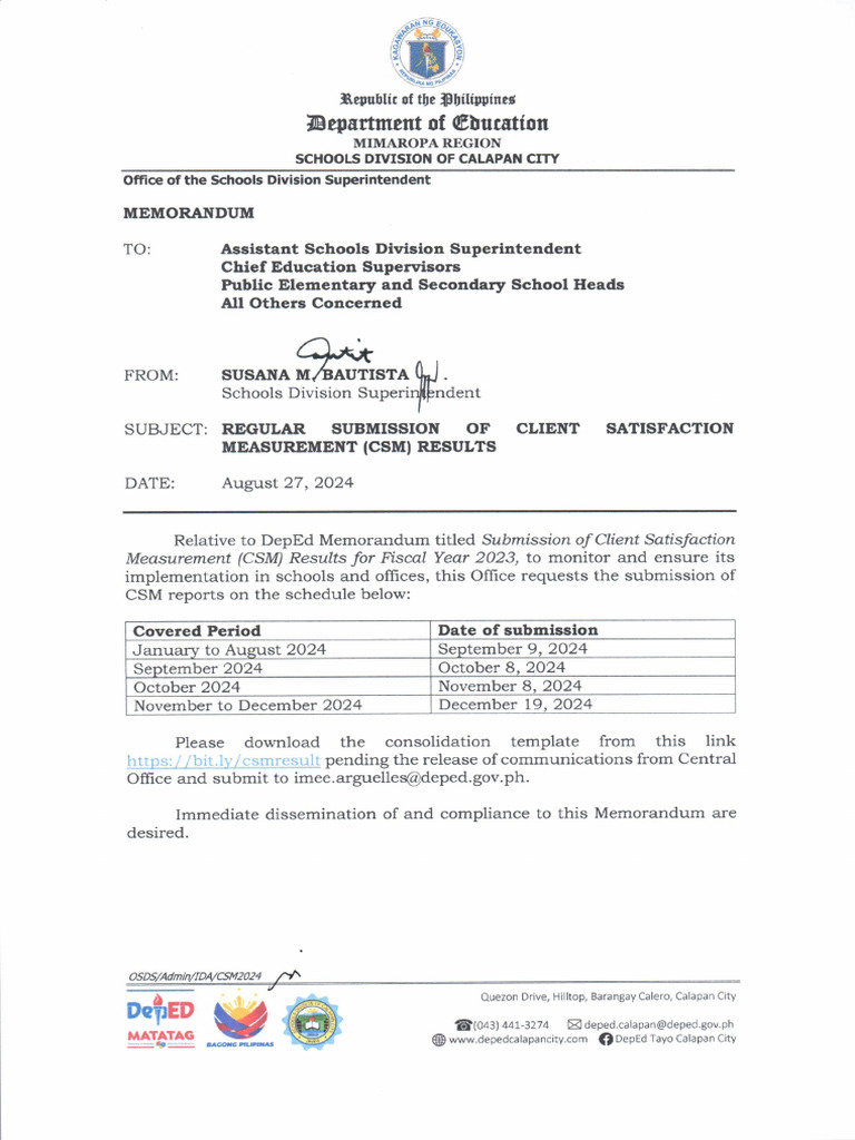 Regular-Submission-of-Client-Satisfaction-Measurement-CSM-Results | PDF