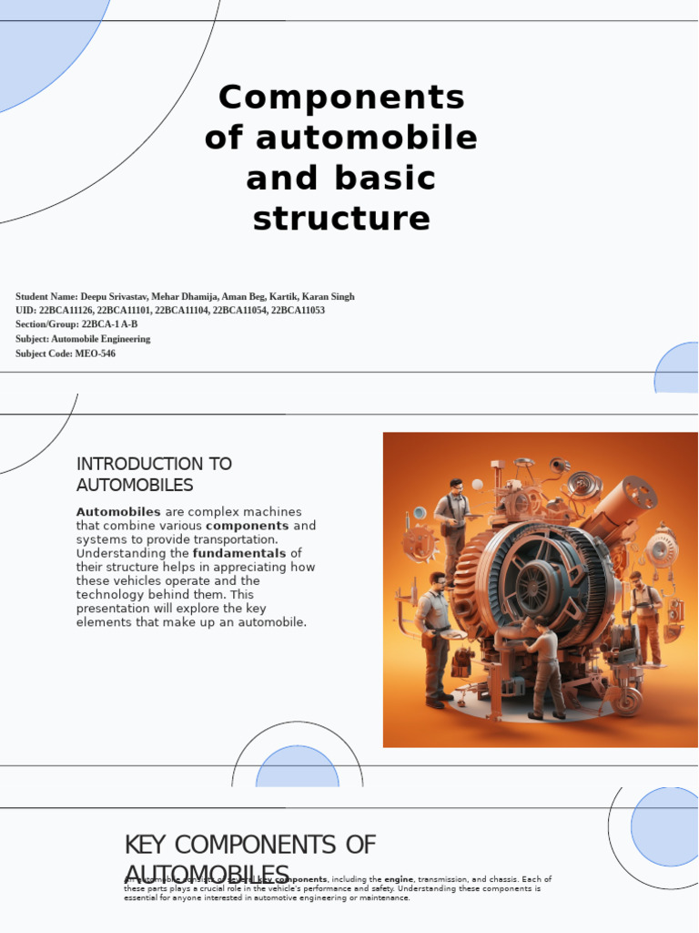 Components of Automobile and Basic Structure | PDF