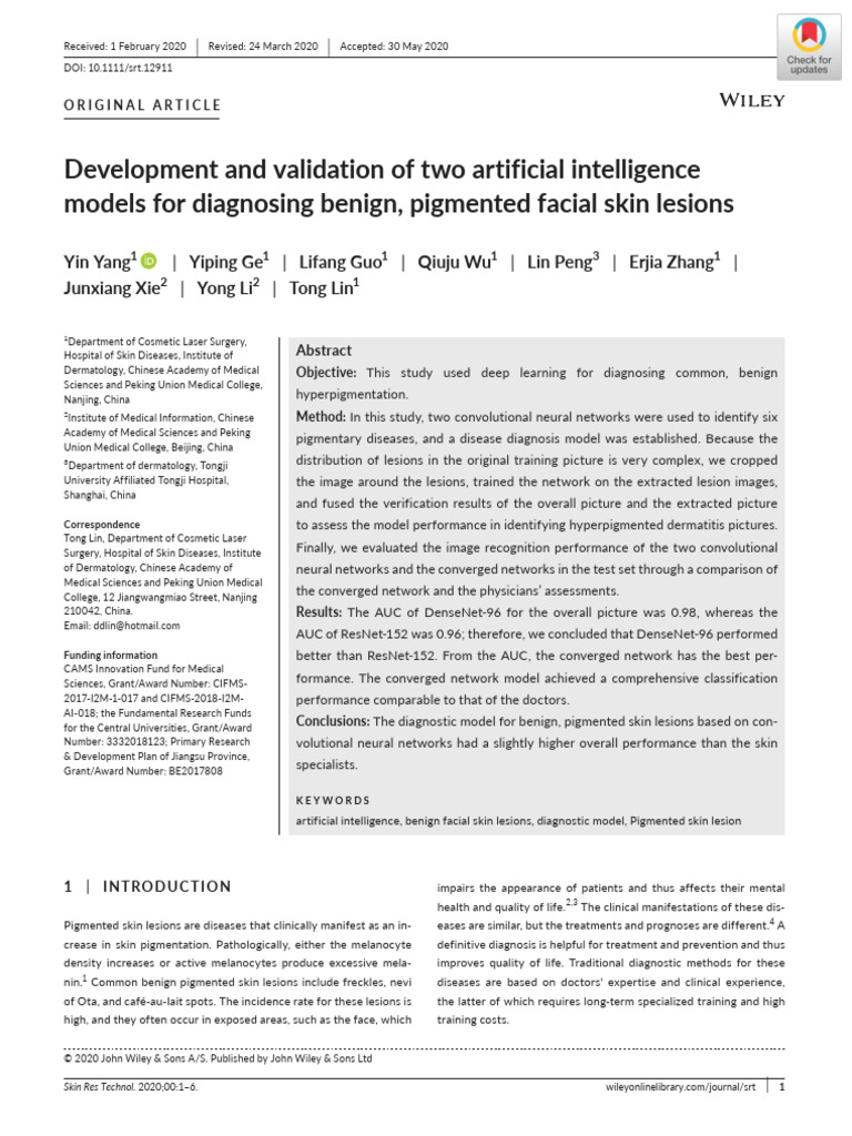 Development and Validation of Two Artificial Intelligence Models For Diagnosing Benign ...