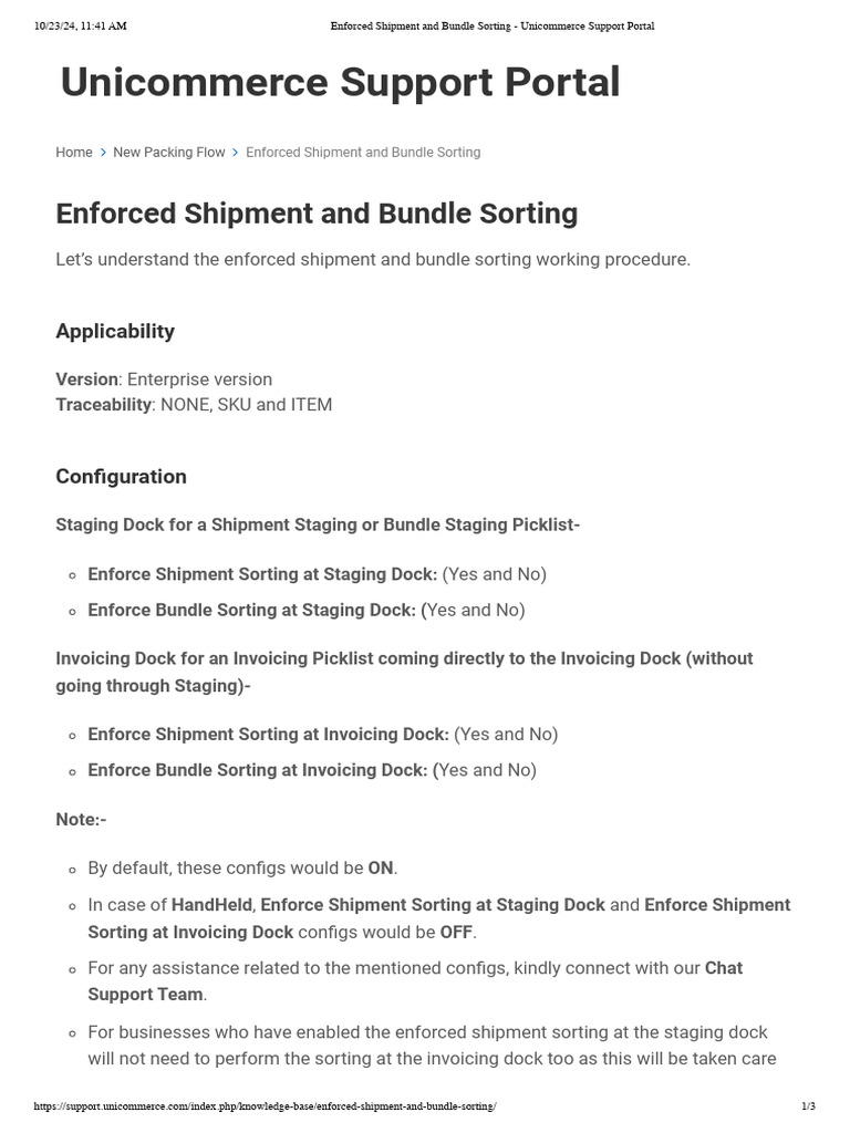 Enforced Shipment & Bundle Sorting Guide | PDF | Software | Computing