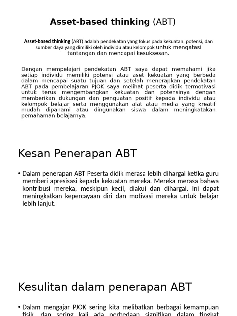 Asset-Based Thinking (ABT) | PDF