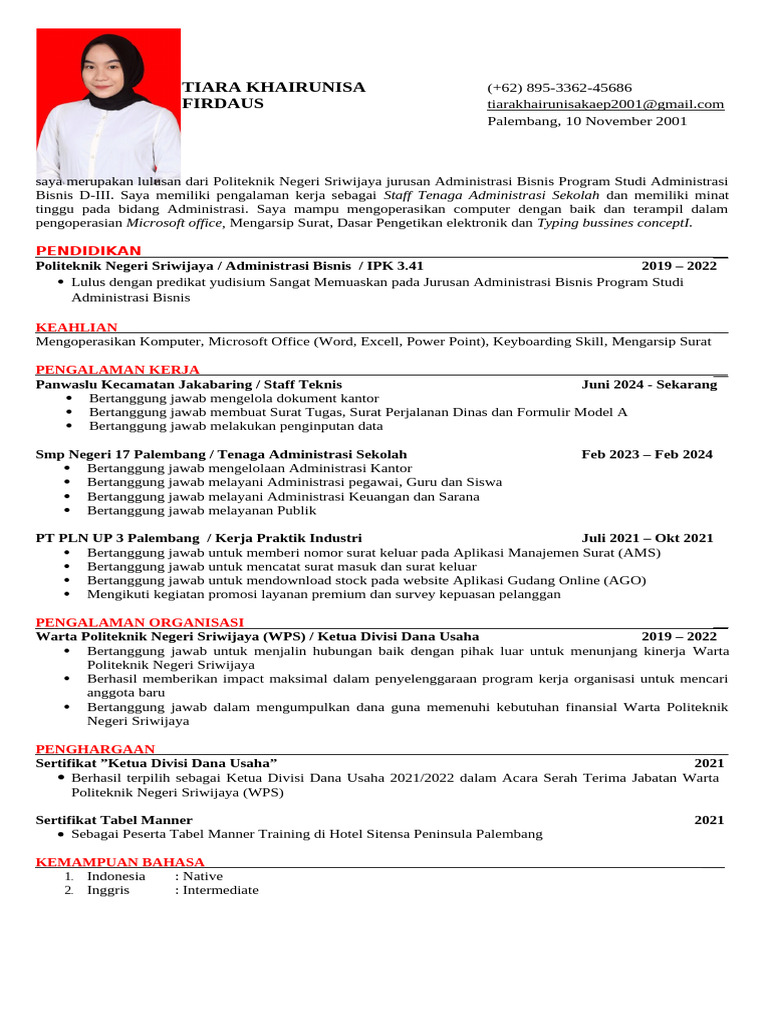 CV Terbaru 2024 | PDF