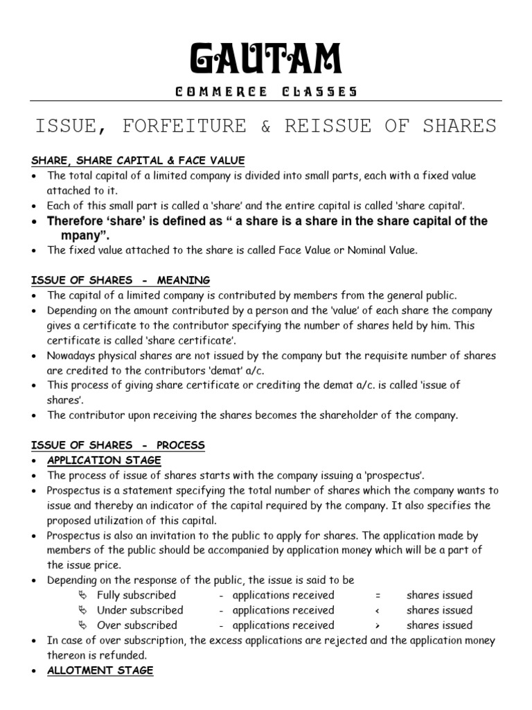 Share Issuance and Forfeiture Process | PDF | Dividend | Preferred Stock