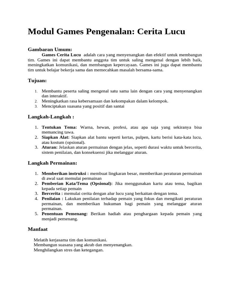 Modul Games Pengenalan (Game 1) | PDF | Game & Aktivitas