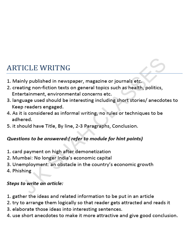 Article Writing | PDF | Politics