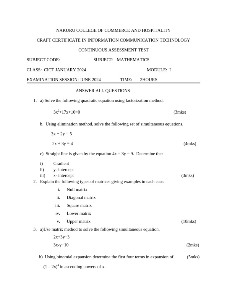 computational maths jan 2024 intake | PDF computational maths jan 2024 intake | PDF
