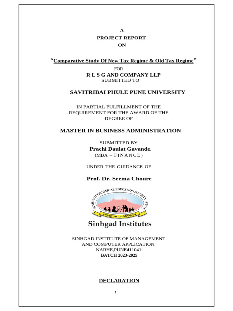 Internship Project Pdf Taxes Government Finances