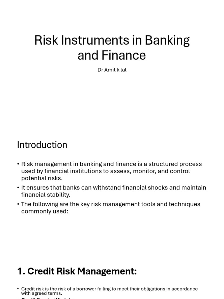 Risk Instruments in Banking and Finance | PDF | Financial Risk | Credit ...
