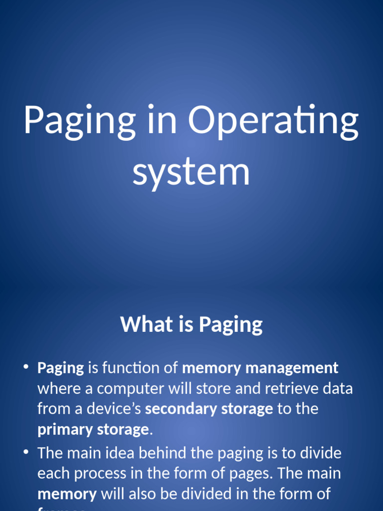 Paging in OS | PDF