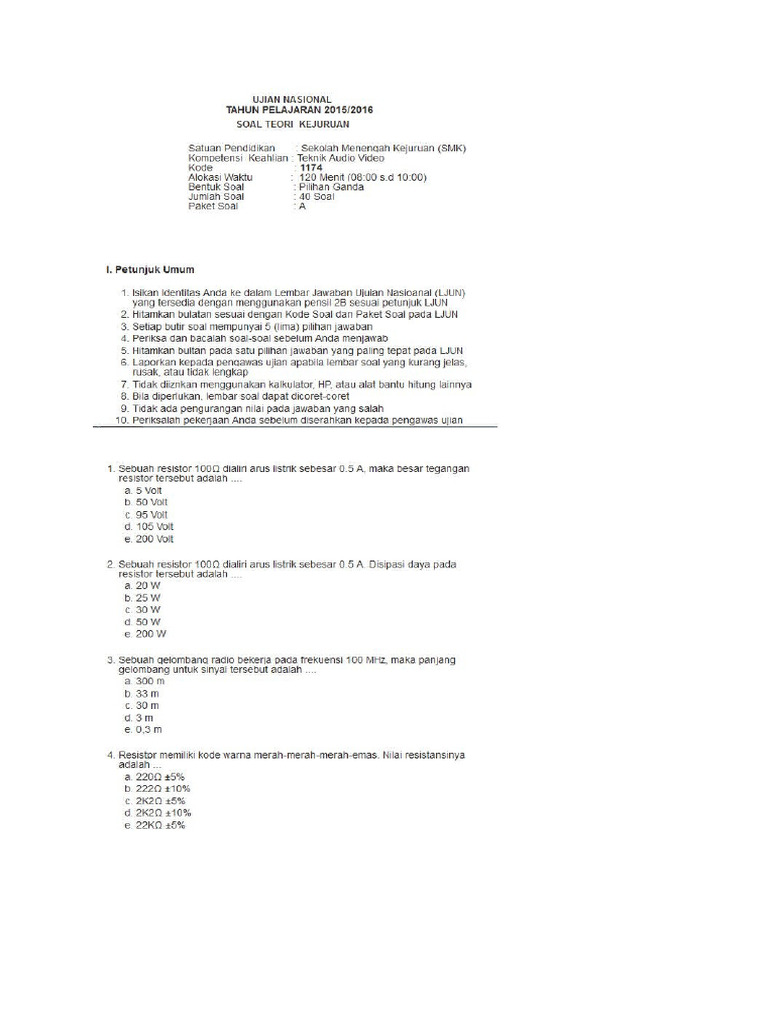 Ujian Nasianal Produktif Tav | PDF