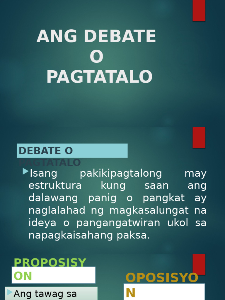 Ang Debate o Pagtatalo | PDF
